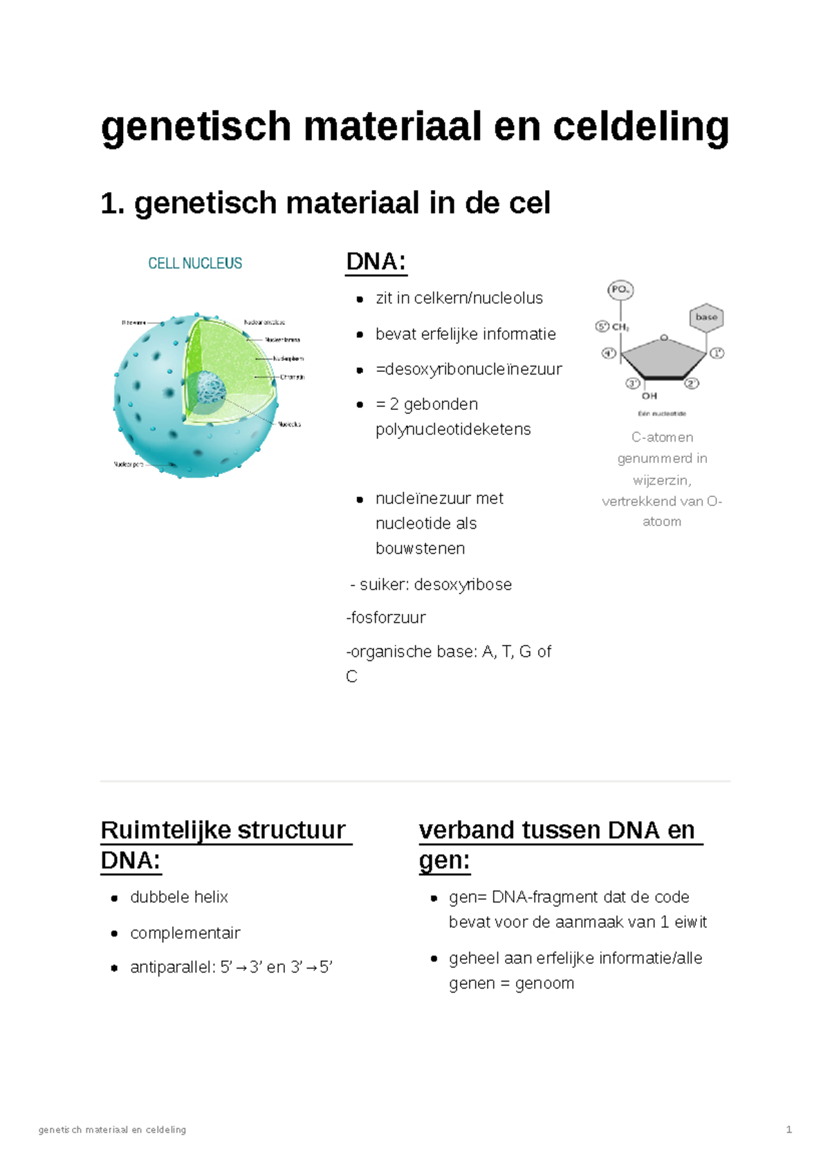 Genetisch materiaal en celdeling - genetisch materiaal in de cel DNA ...