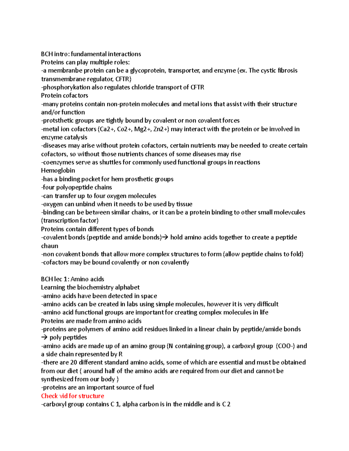 BCH lecture notes - BCH intro: fundamental interactions Proteins can ...