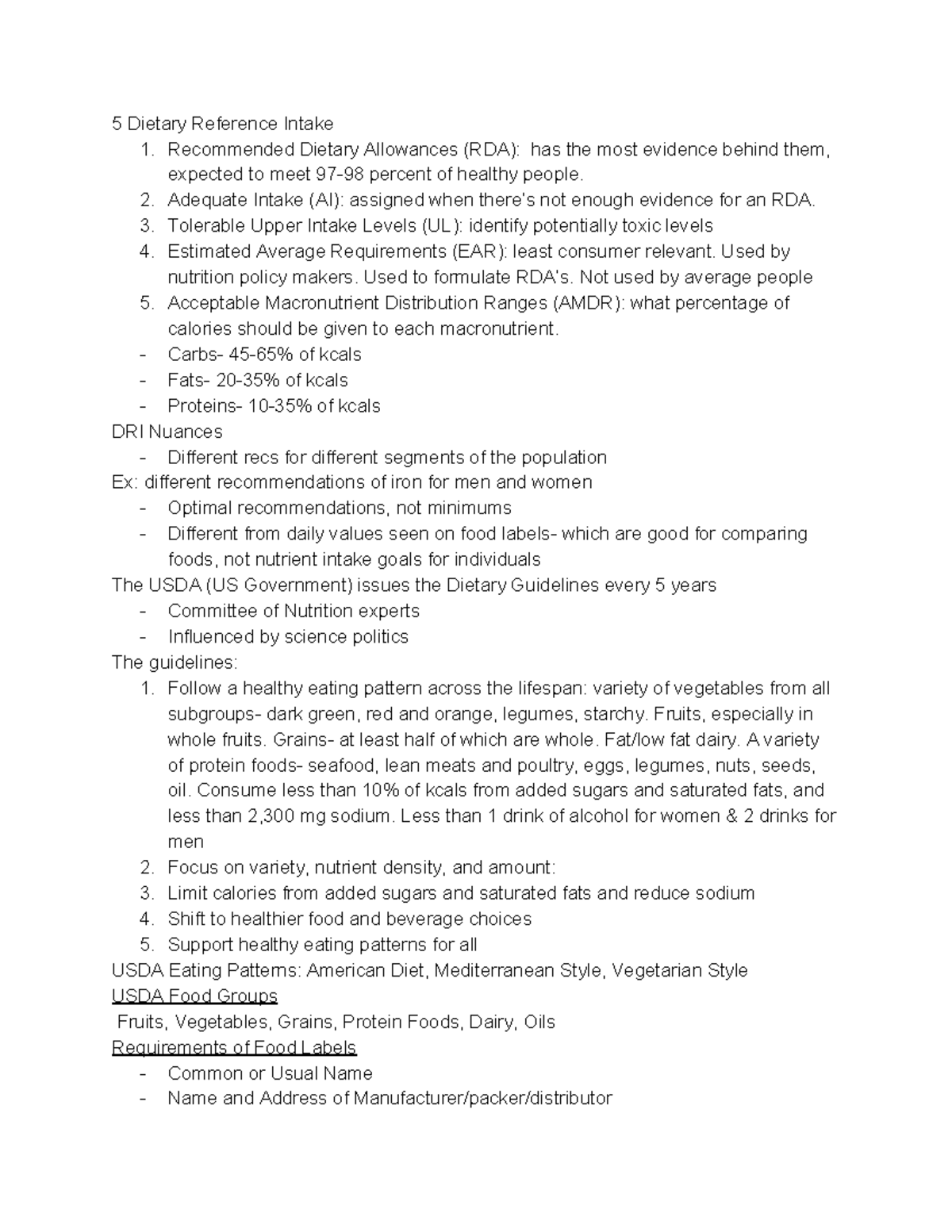 Nutrition Standards and Guidelines - 5 Dietary Reference Intake 1 ...