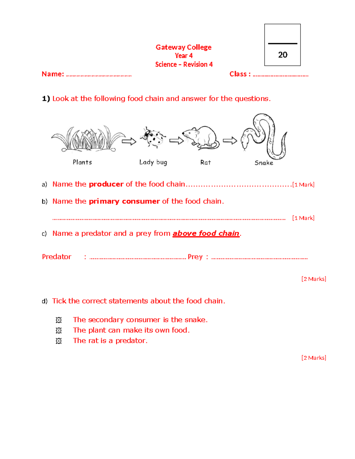 Year 4 Revision 4-converted - Gateway College Year 4 Science – Revision ...