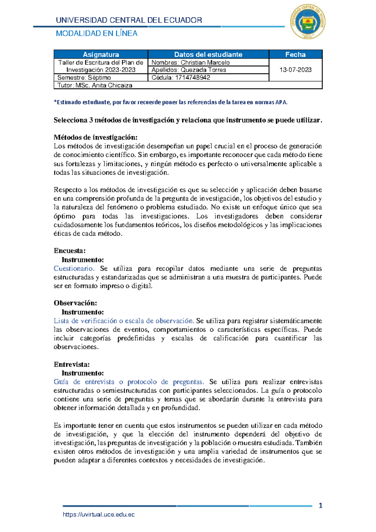 Tarea 5 Taller Christian Quezada EB - uvirtual.uce.edu MODALIDAD EN ...