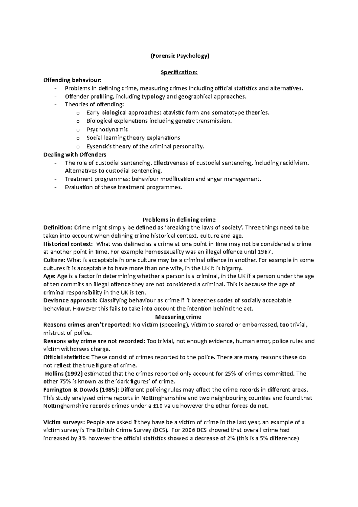 Forensic Psychology - Offender profiling, including typology and ...