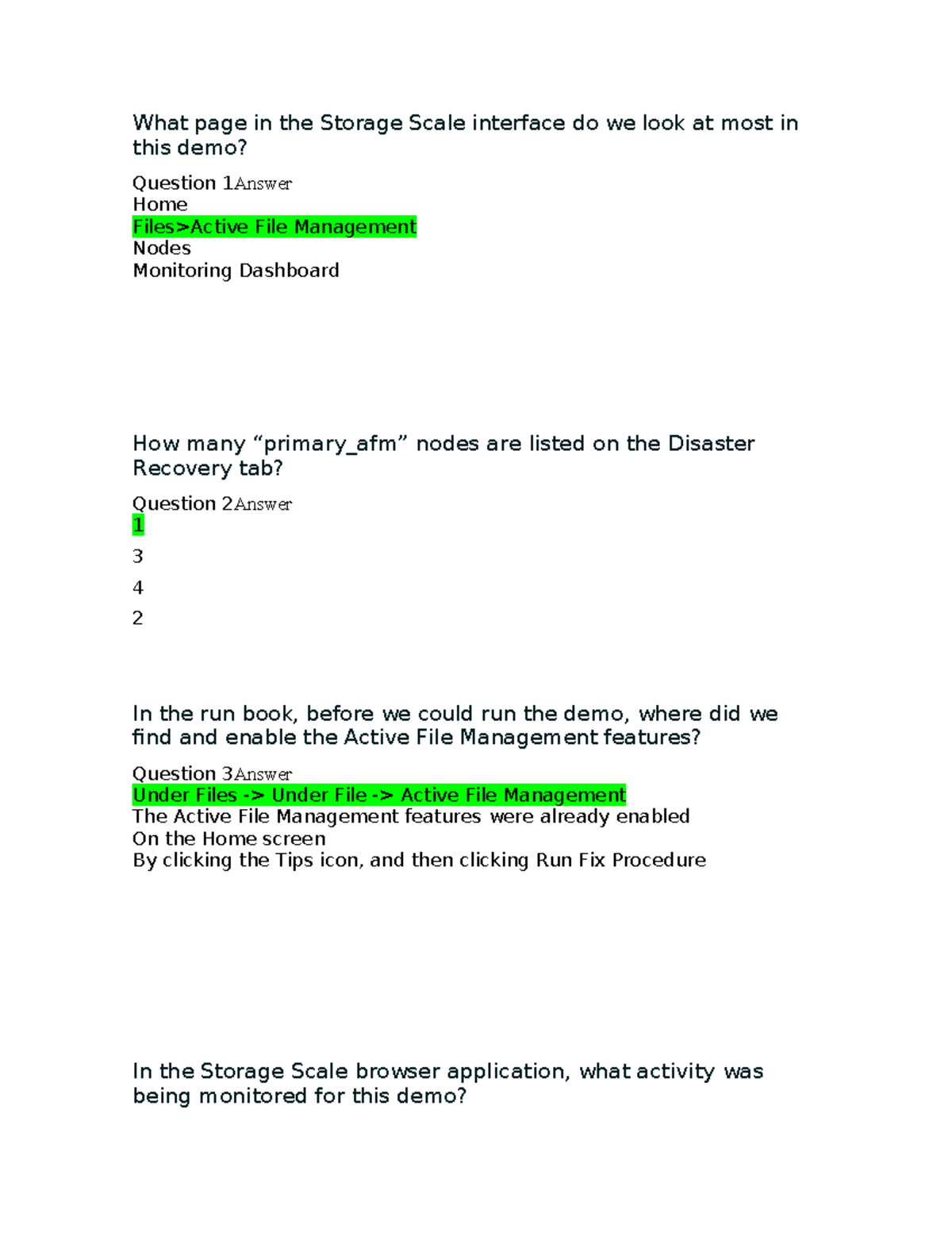 IBM Storage Scale for Technical Sales Level 3 Quiz - What page in the Storage Scale interface do ...