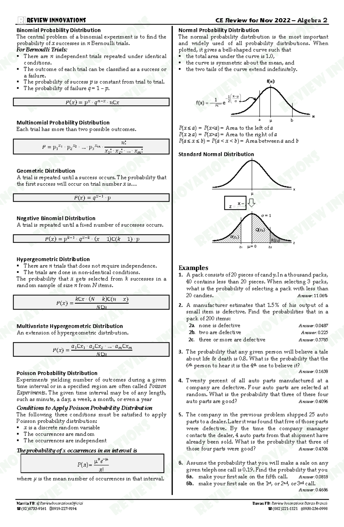 2022 Nov Algebra 2 - Review Innovations CE Review for Nov 2022 ...
