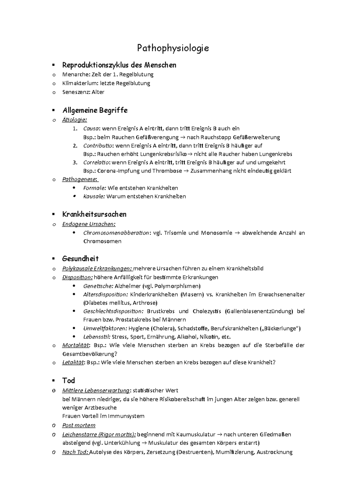 Pathologie - pathophysiologie - Pathophysiologie Reproduktionszyklus ...