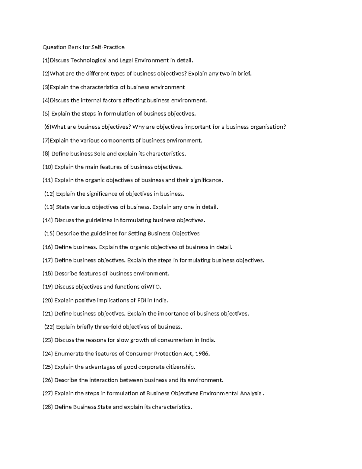 Fybaf question bank - Question Bank for Self-Practice (1)Discuss ...