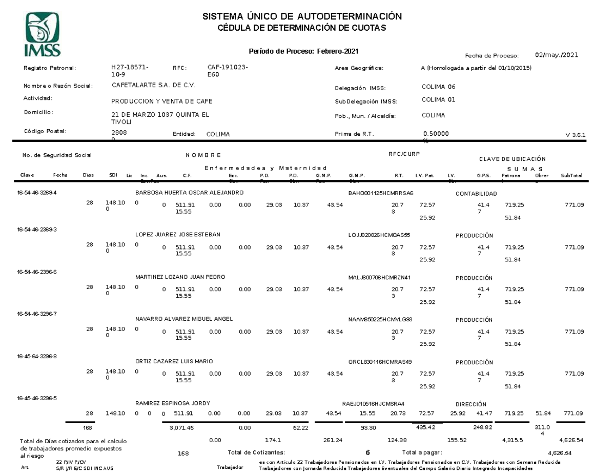 507846918 Ejemplo de cedula del SUA IMSS - SISTEMA ÚNICO DE ...
