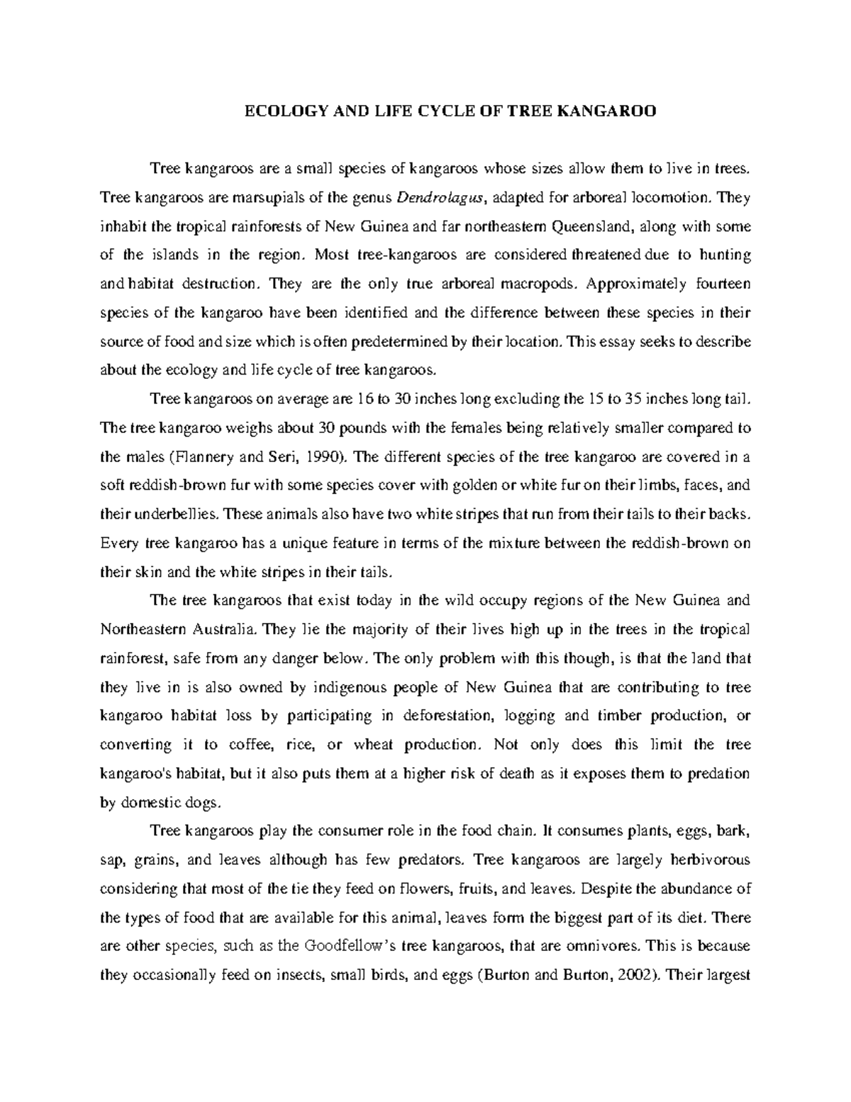 Essay Inggris - Ecology AND LIFE Cycle OF TREE Kangaroo - ECOLOGY AND ...