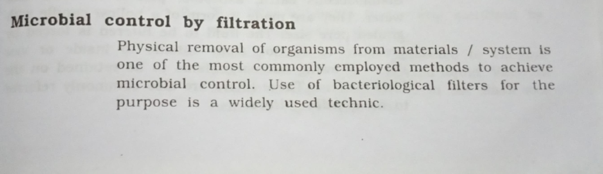 Microbial Control by filtration - Microbial control by filtration ...