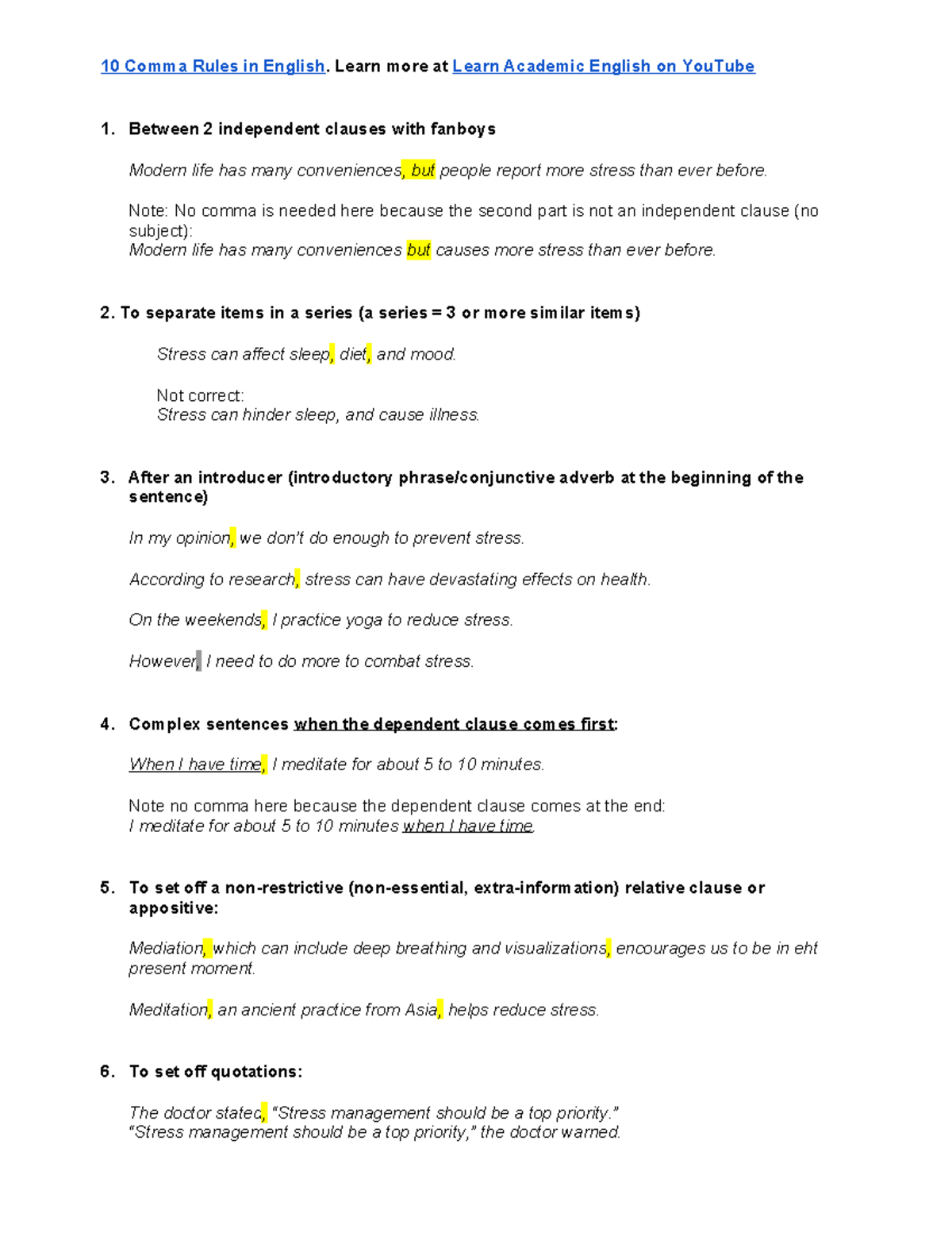10 Comma Rules in English - Learn more at Learn Academic English on ...