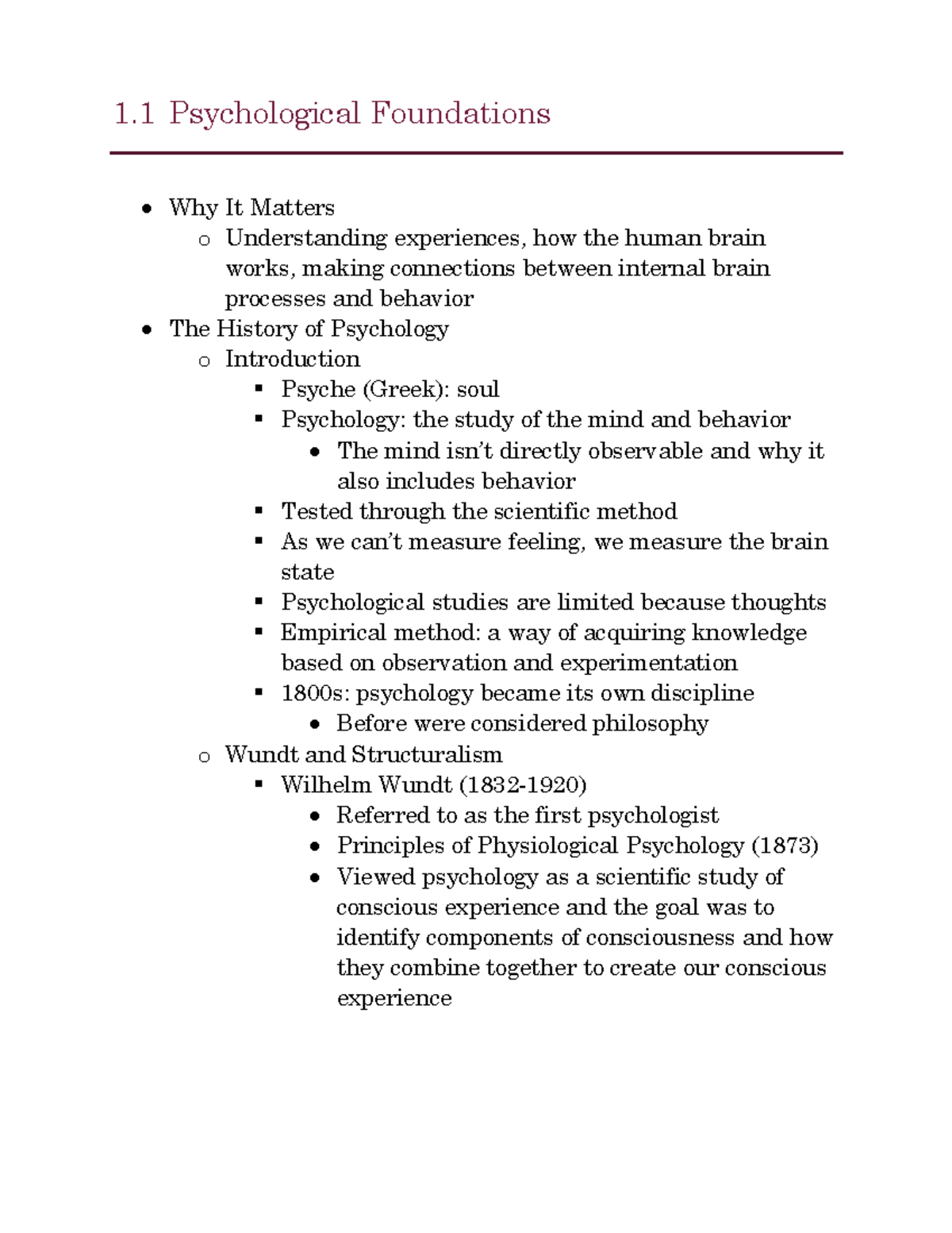 PSY 101 Psychological Foundations - 1 Psychological Foundations Why It ...