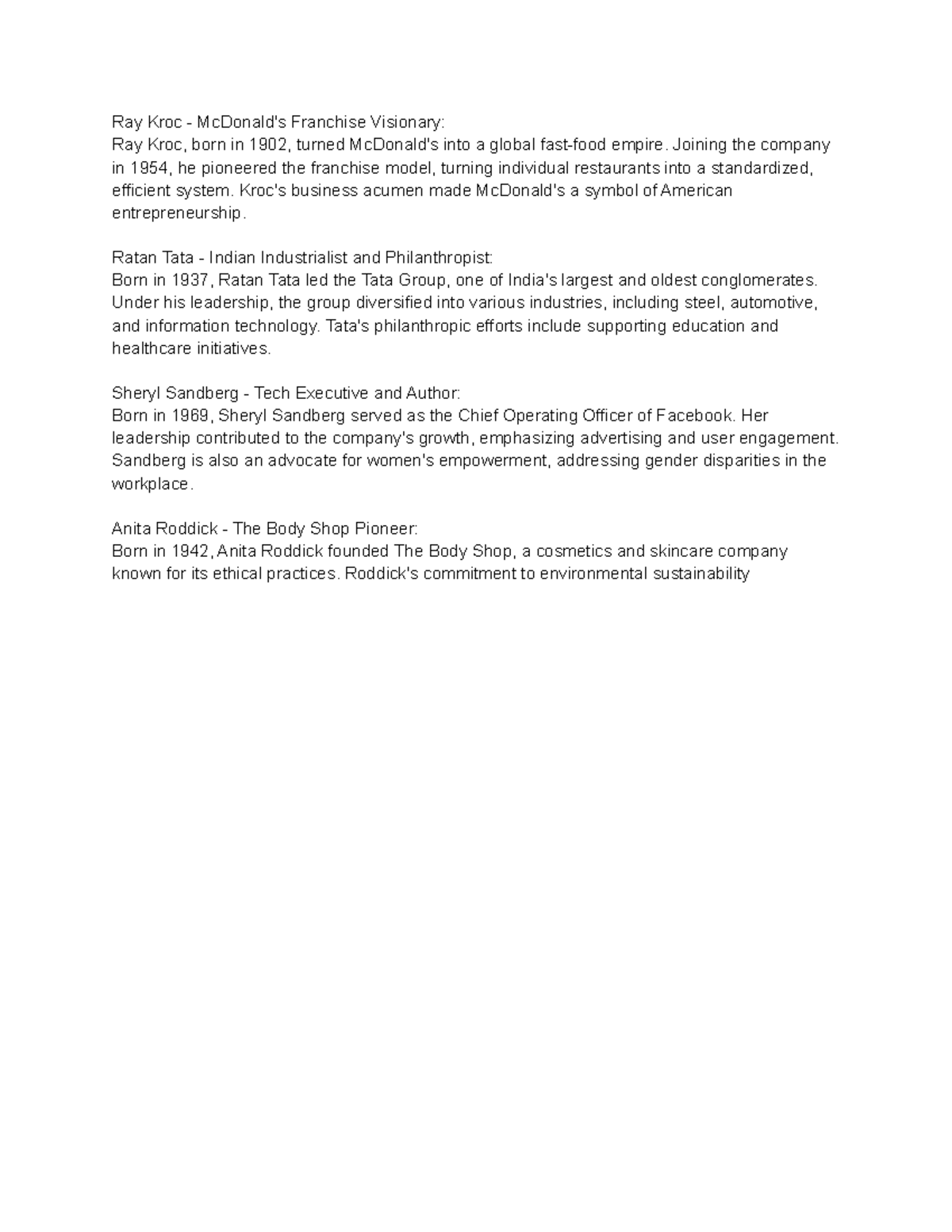 Kroc case - kroc case - Ray Kroc - McDonald's Franchise Visionary: Ray ...