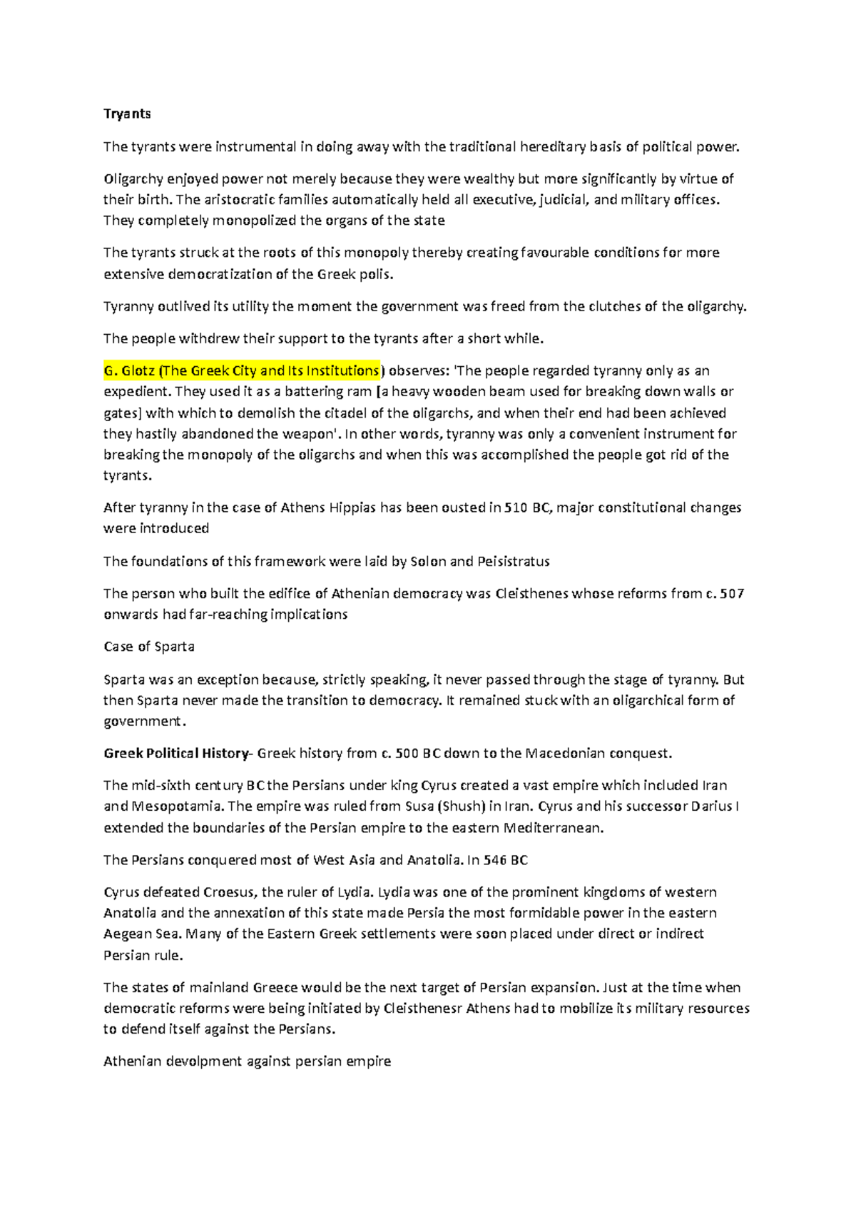 Sofo- unit-1 - Tryants The tyrants were instrumental in doing away with ...