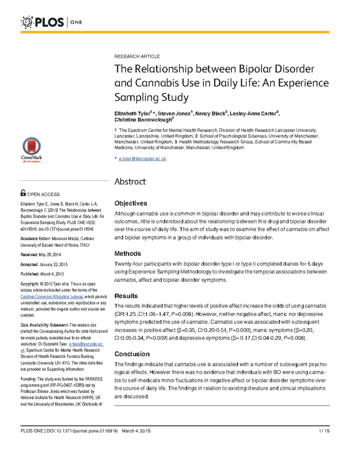 Studium bipolar - ####### RESEARCH ARTICLE The Relationship between ...