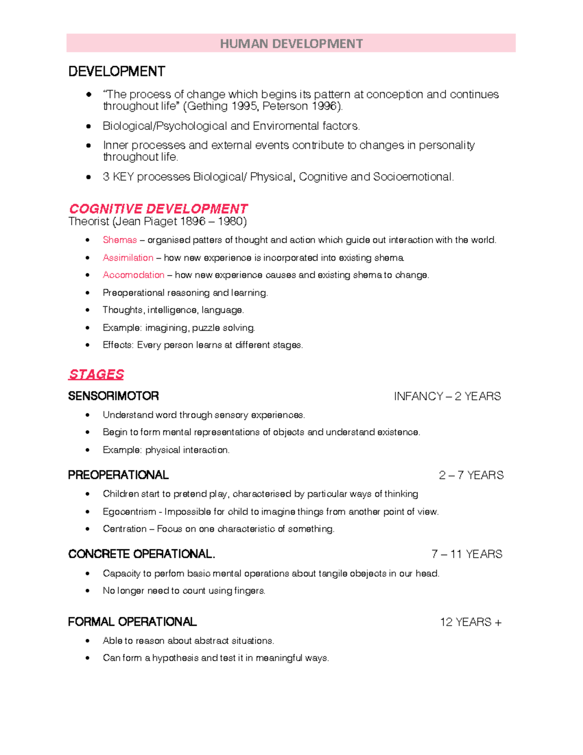 Human Development Notes - Warning: TT: undefined function: 32 HUMAN ...