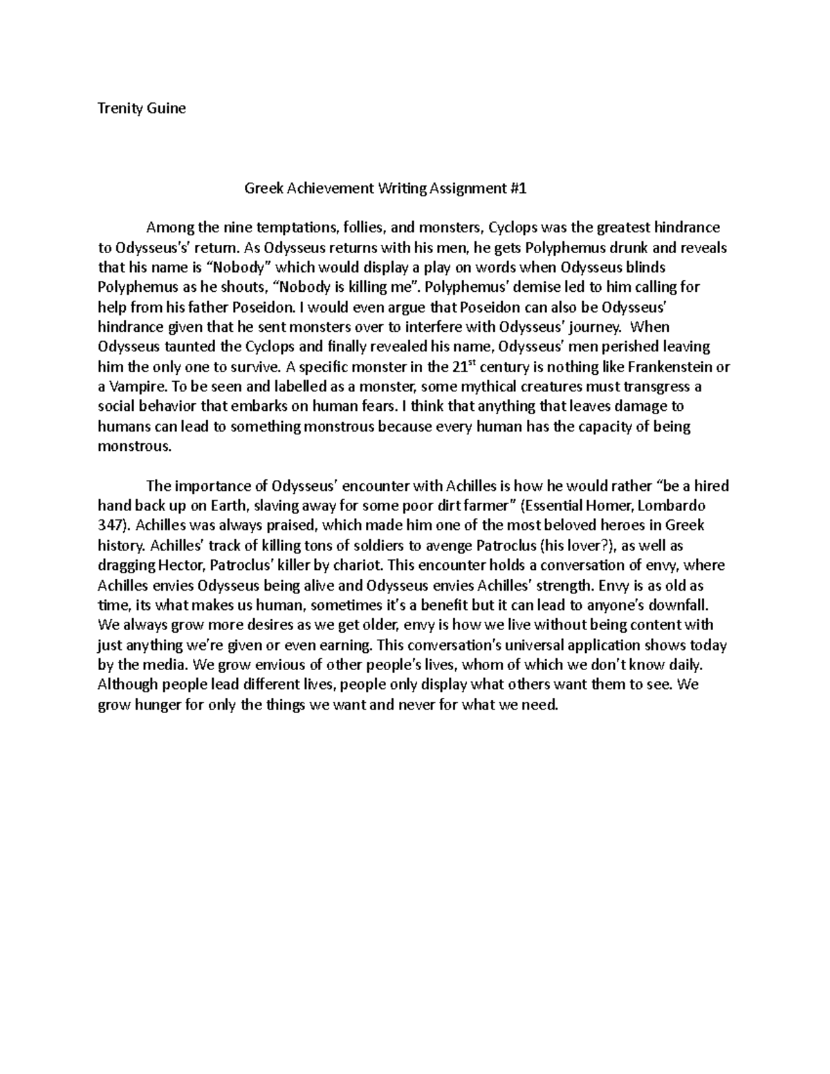 Trenity Guine Greek Writing Assignment Odysseus - Trenity Guine Greek ...