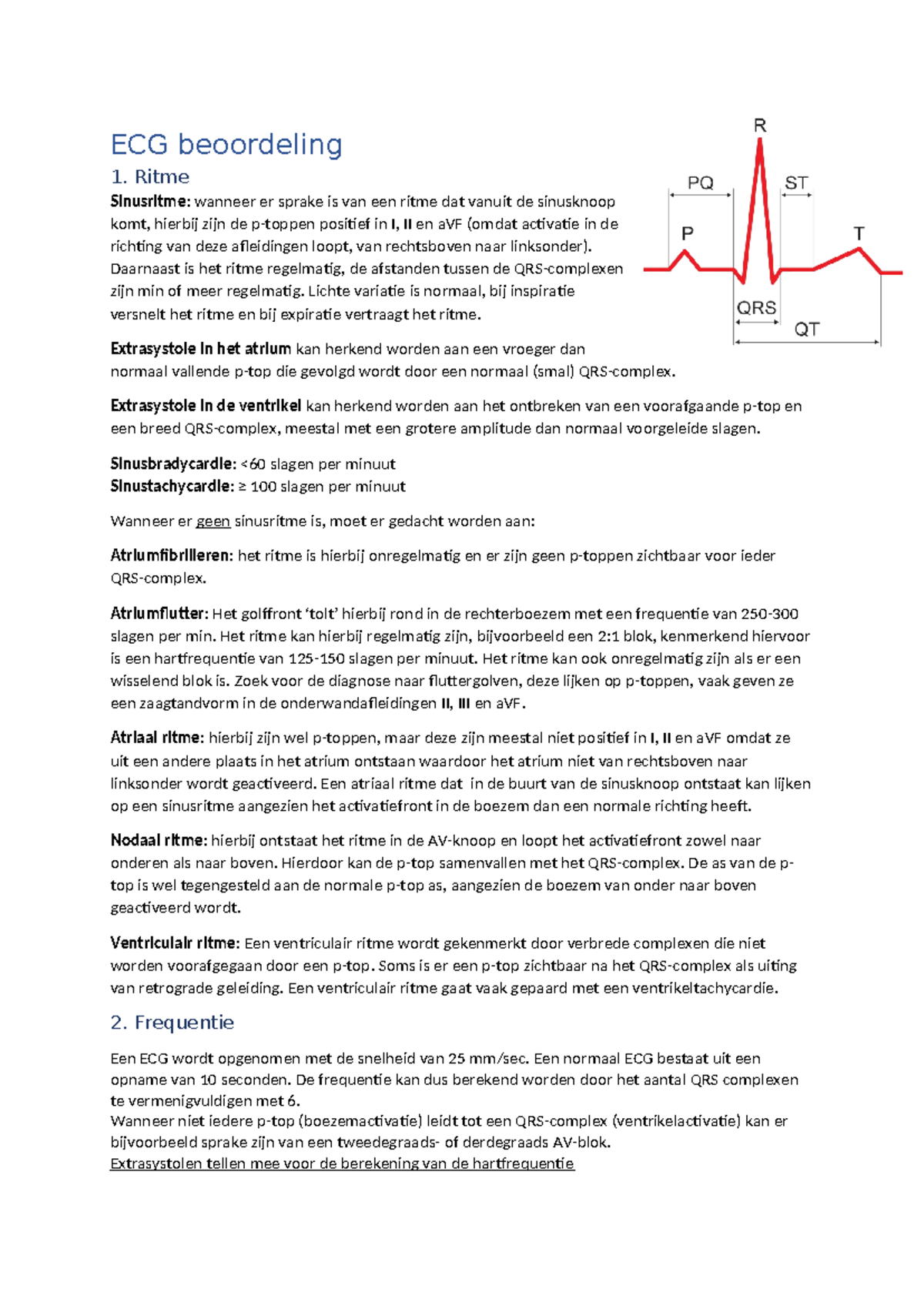 Samenvatting en antwoorden oefencasussen ECG beoordeling - ECG ...
