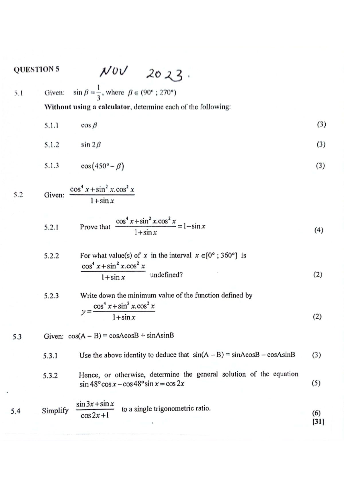 TRIG 1 Quest&ANS-1 - Helps in the assignment - QUESTION 5 NOV 2023. 5 ...