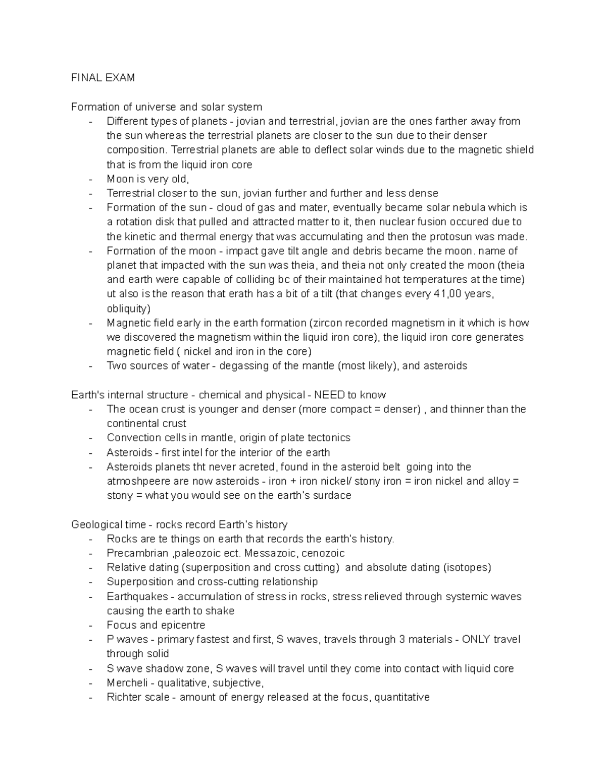 GEO exam review - Summary The Earth and How it Works - FINAL EXAM ...