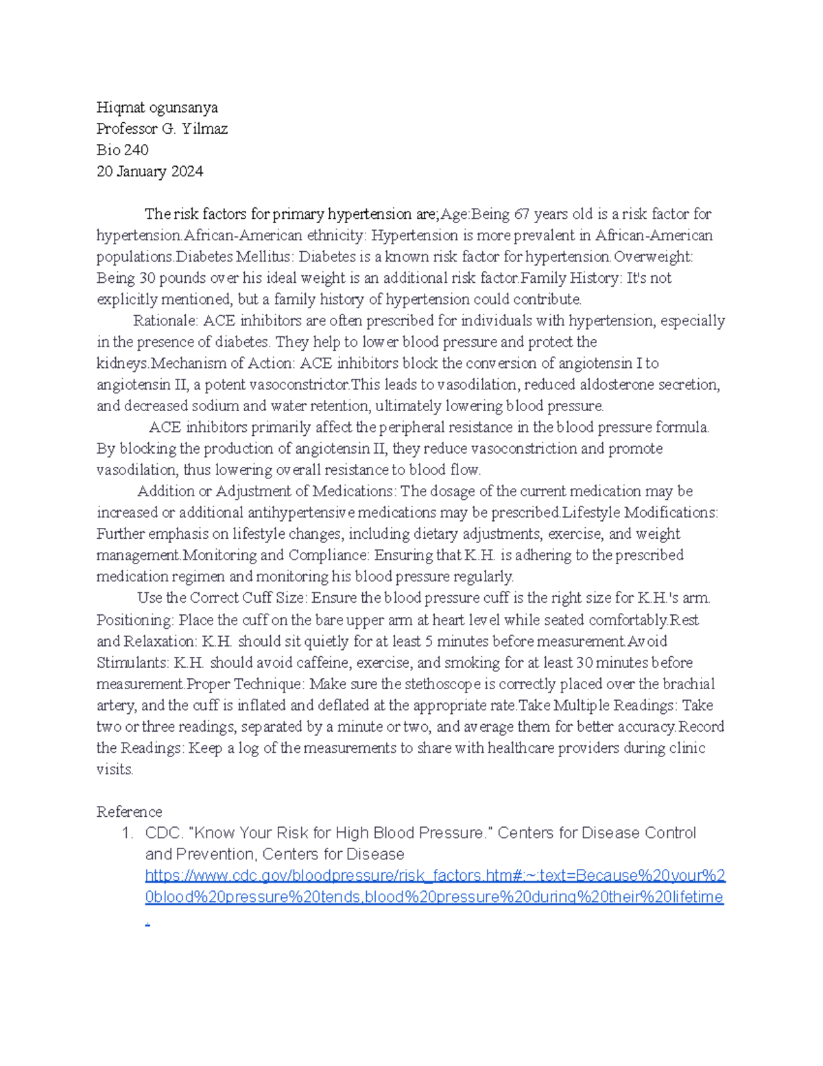 DB4 - Assignment - Hiqmat ogunsanya Professor G. Yilmaz Bio 240 20 ...