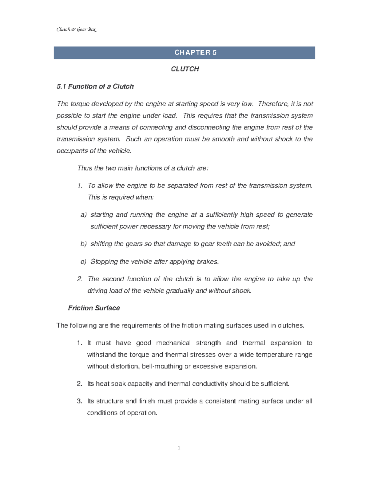 Chapter 5-Clutch Gear box New Engineering Duniya.com - CHAPTER 5 CLUTCH ...