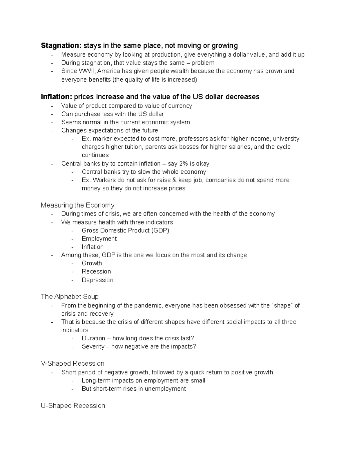 Week 14- Economic Stagnation - Stagnation: stays in the same place, not ...