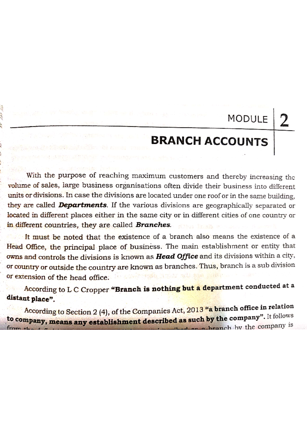 Branch Accounting - Copy - B.com finance and taxition - Studocu