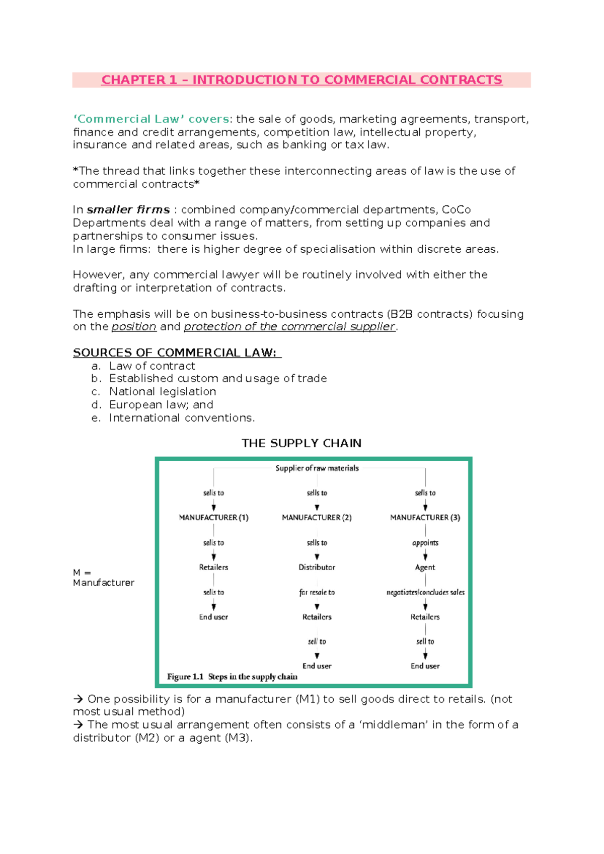 Unit 1 Notes Commercial - CHAPTER 1 – INTRODUCTION TO COMMERCIAL ...