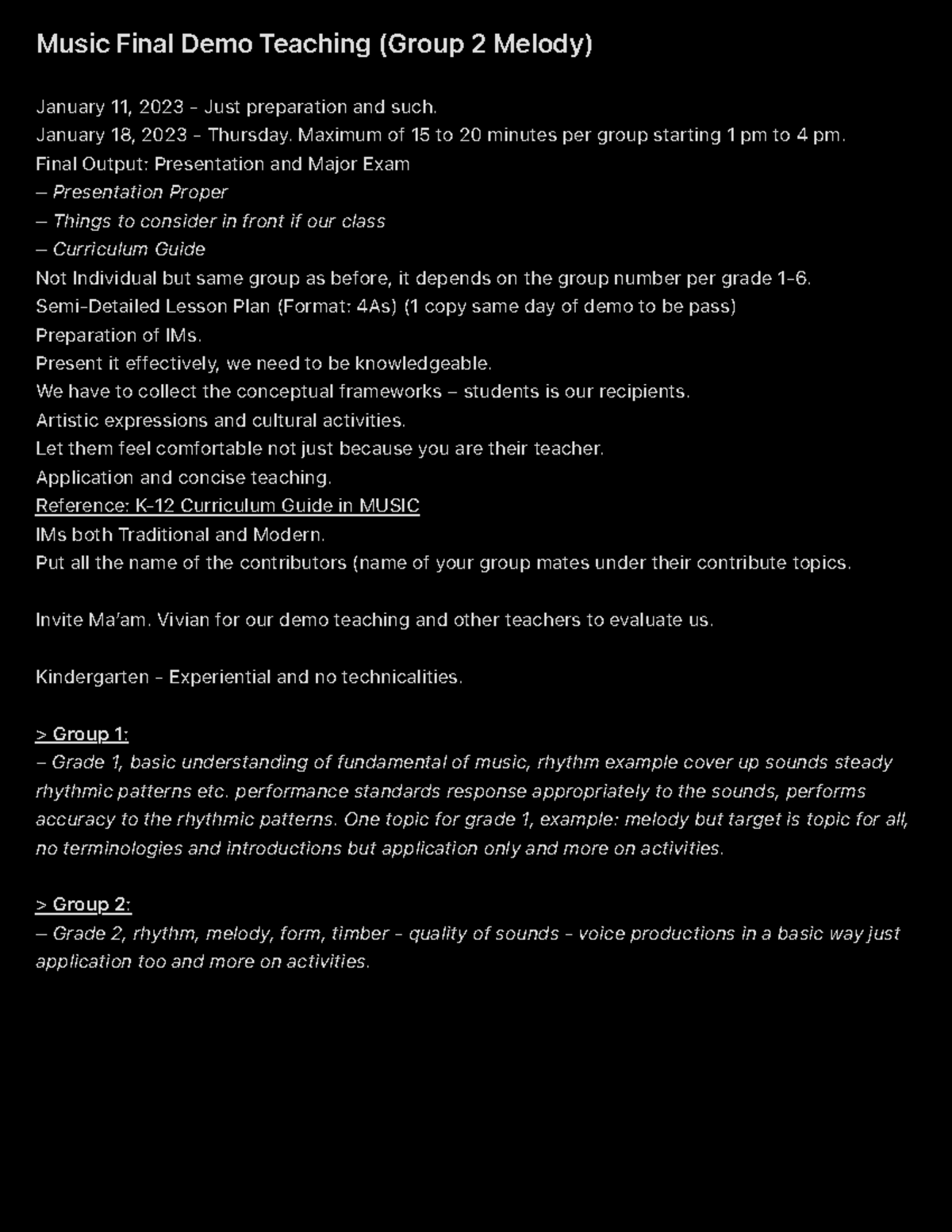 Music Final Demo Teaching (Group 2 Melody) - Music Final Demo Teaching ...