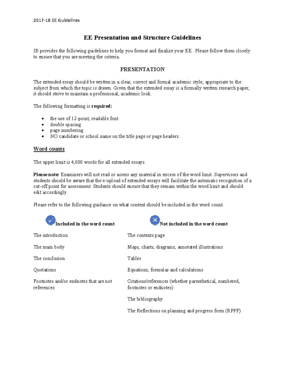 EE Presentation and Structure Guidelines - Please follow them closely ...