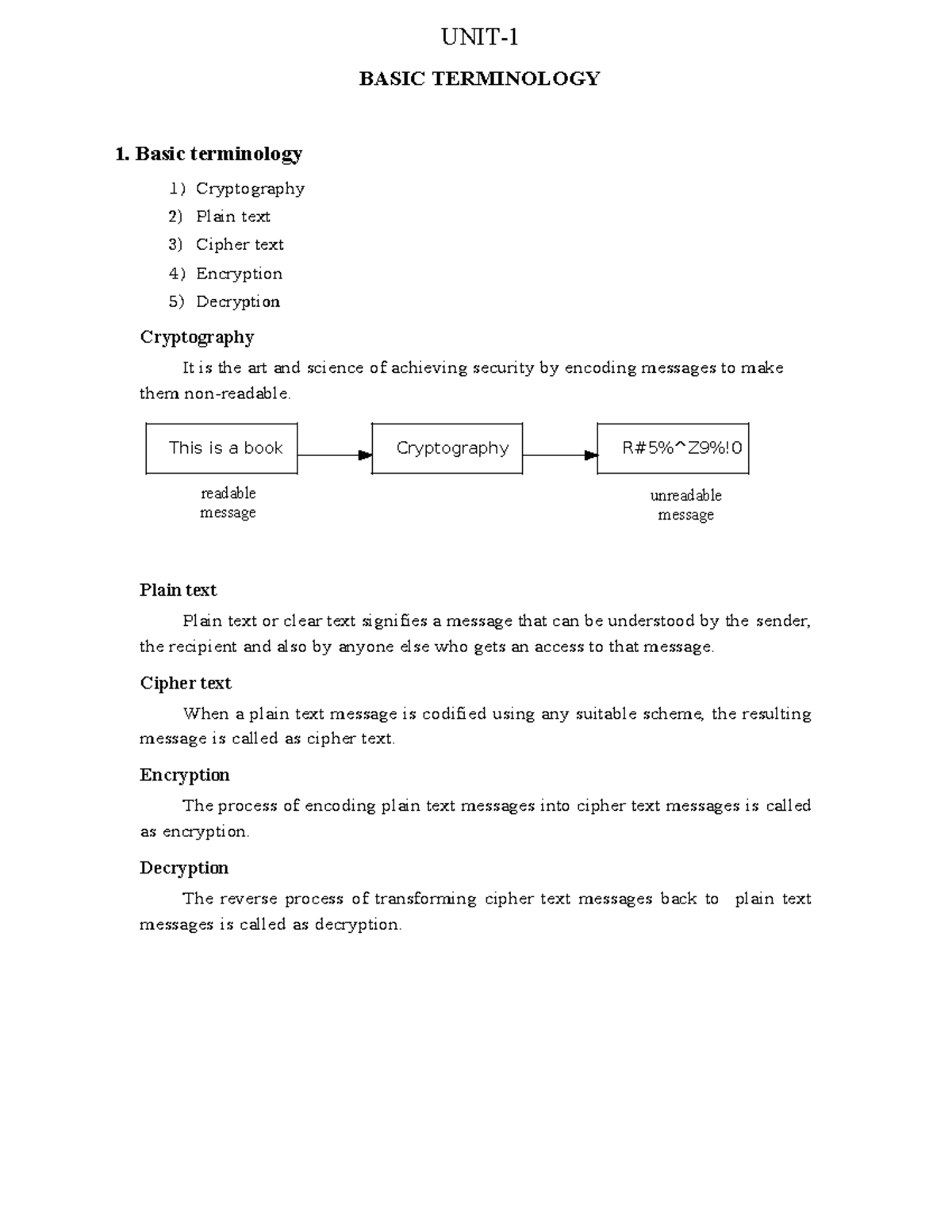 NS Unit 3 network access control - UNIT- BASIC TERMINOLOGY 1. Basic terminology 1) Cryptography ...