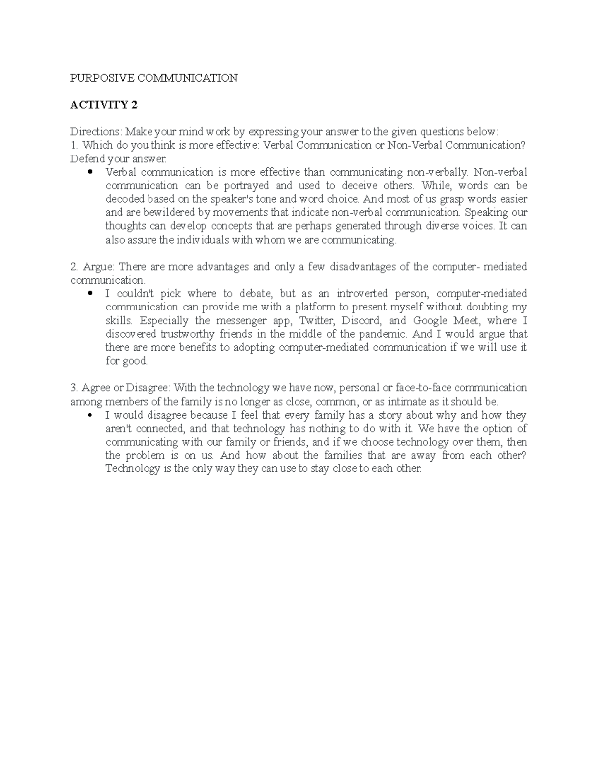 Purposive comm. activity 2 - PURPOSIVE COMMUNICATION ACTIVITY 2 ...