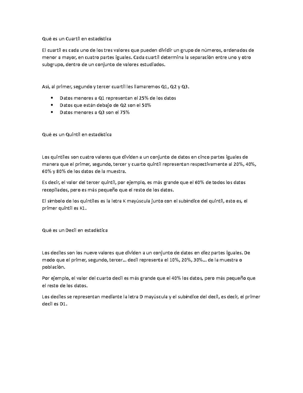 ACA2 Estadistica - Qué es un Cuartil en estadística El cuartil es cada ...