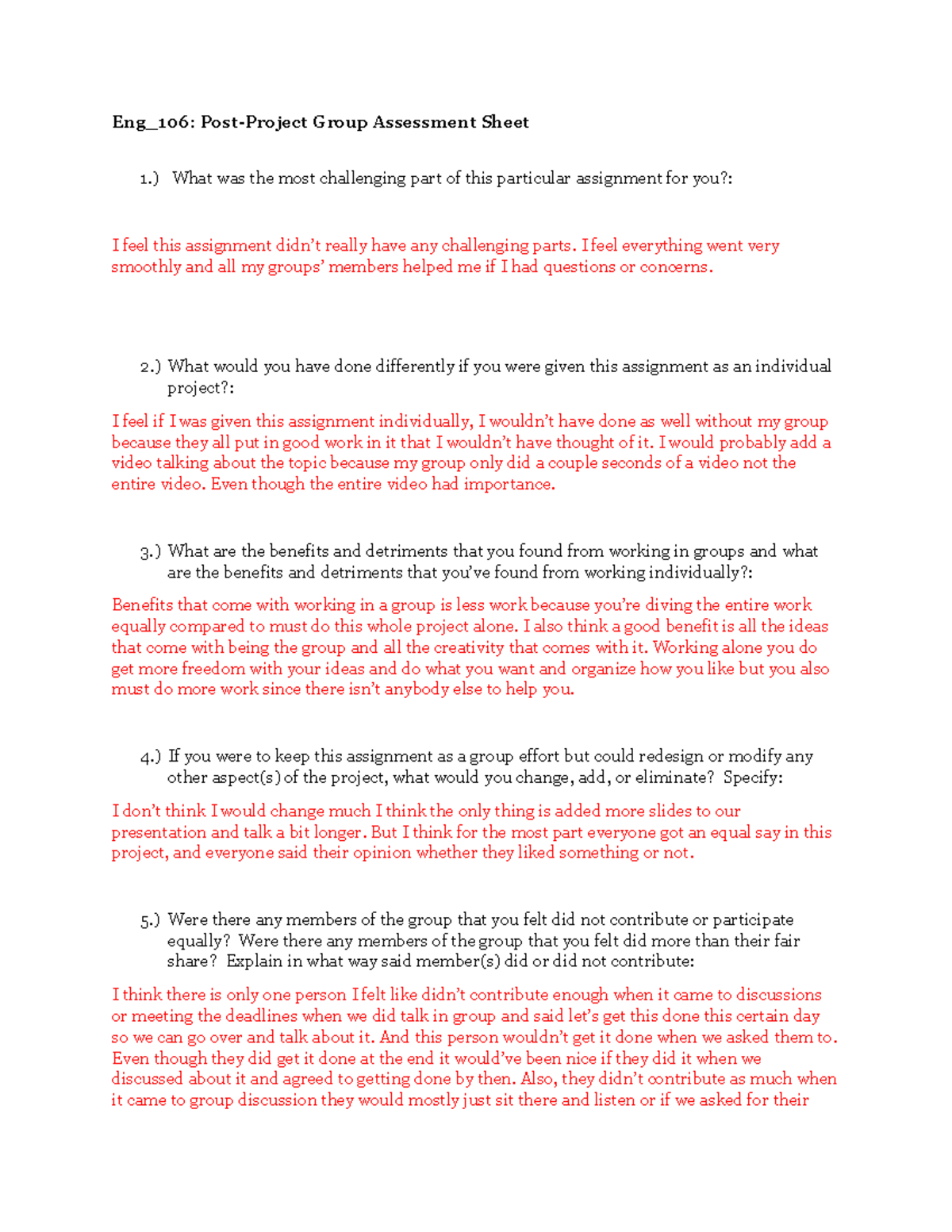 106 Post Project Group Assessment Sheet - Eng_106: Post-Project Group ...