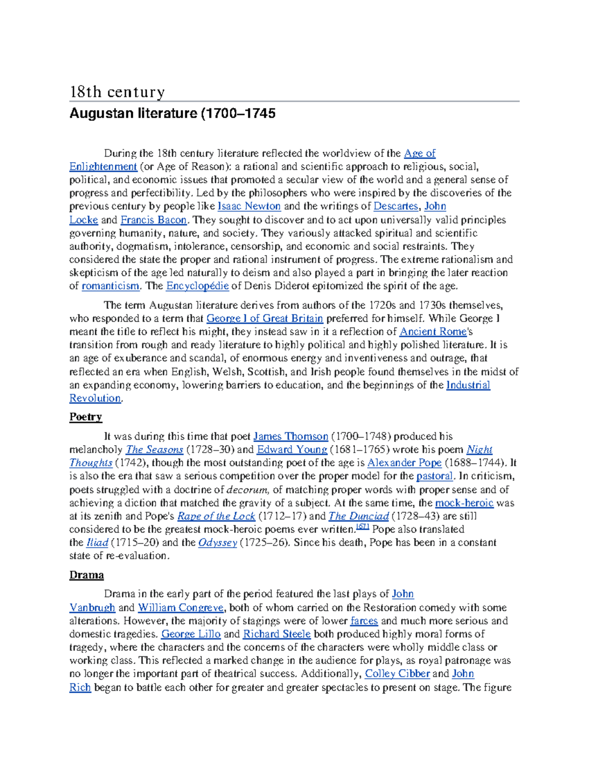 18th century - its lecture notes - 18 th cen tury Augustan literature ...