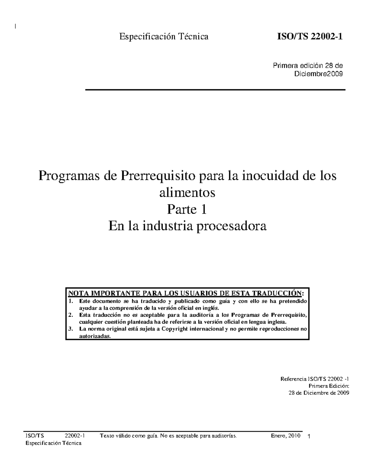 Toaz - Norma Técnica - | Especificación Técnica ISO/TS 22002- Primera ...