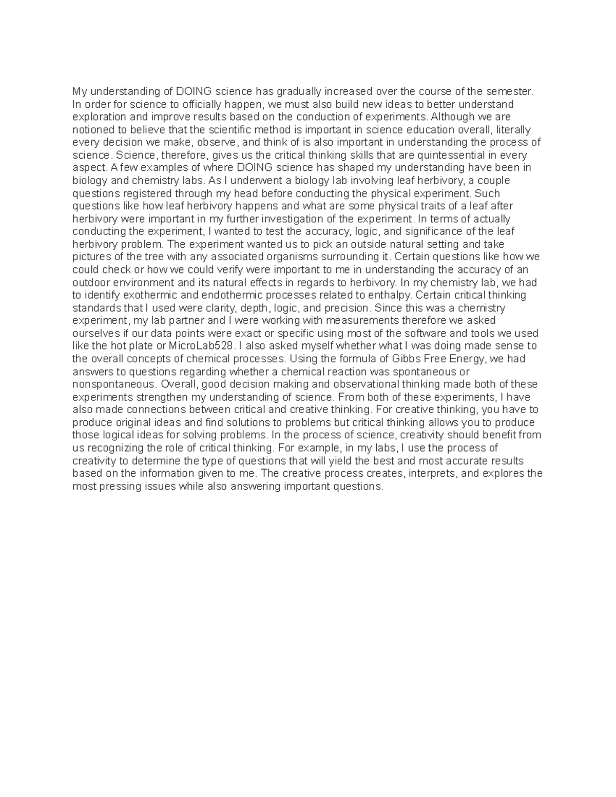 Journal Prompt #4 - writing an essay to understand the process of DOING ...