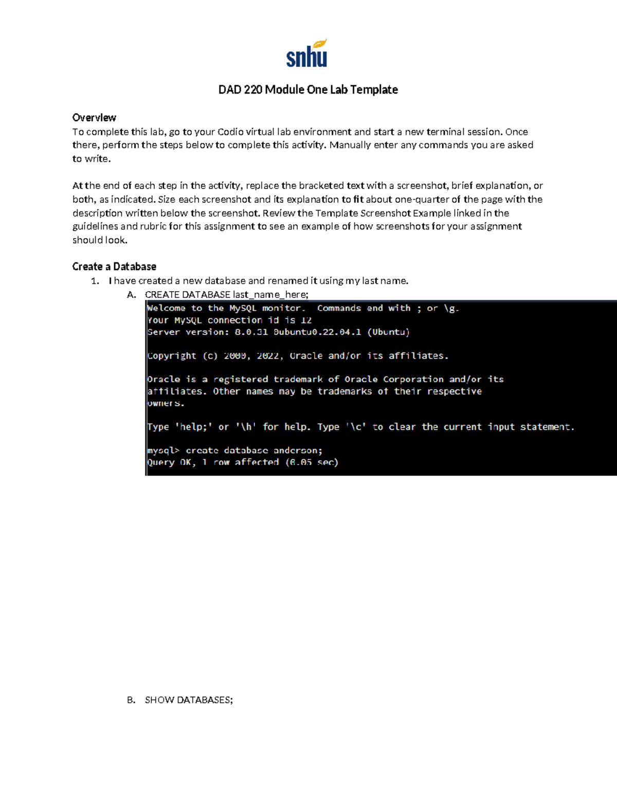 DAD 220 Module One Lab Template - DAD 220 Module One Lab Template ...