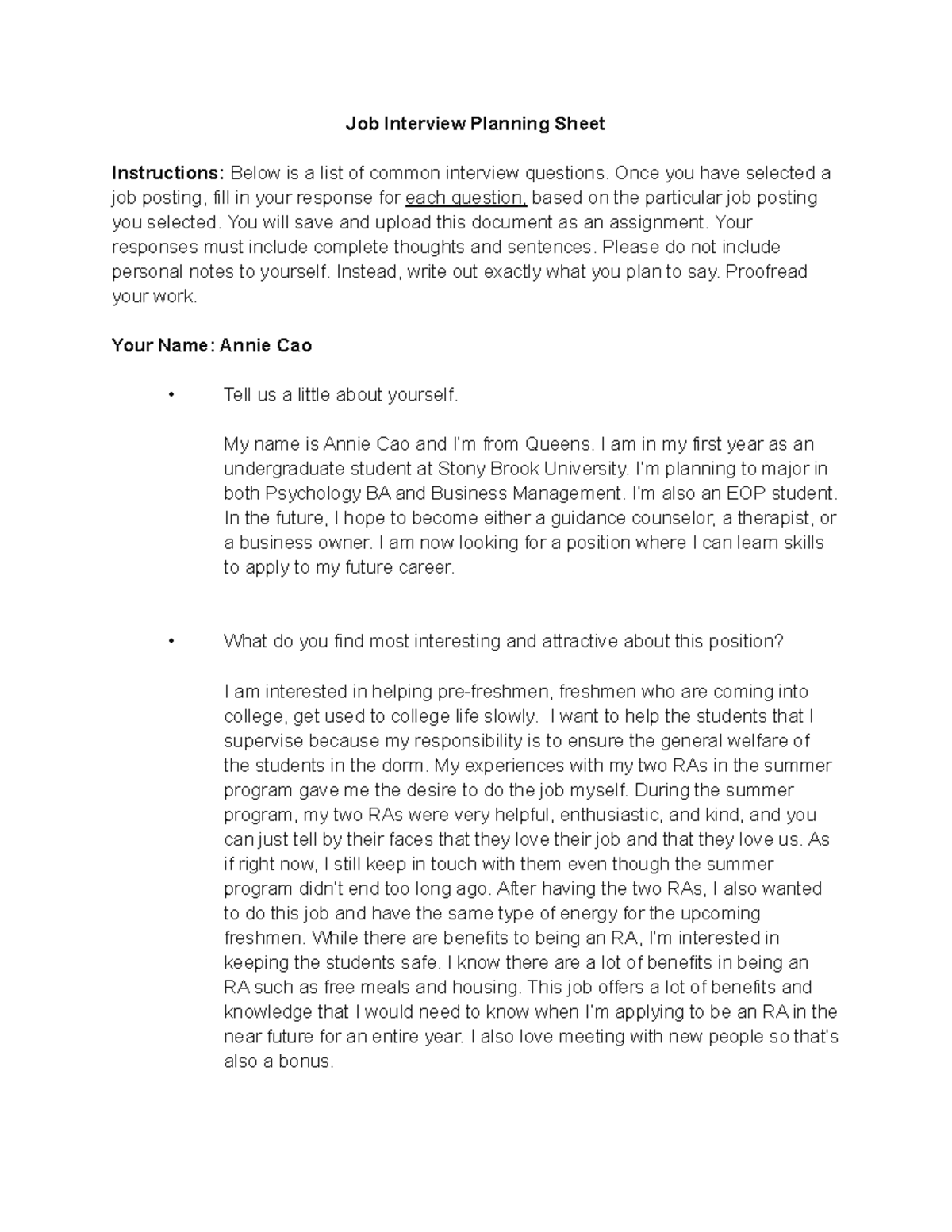 Job Interview Planning Sheet - Job Interview Planning Sheet ...