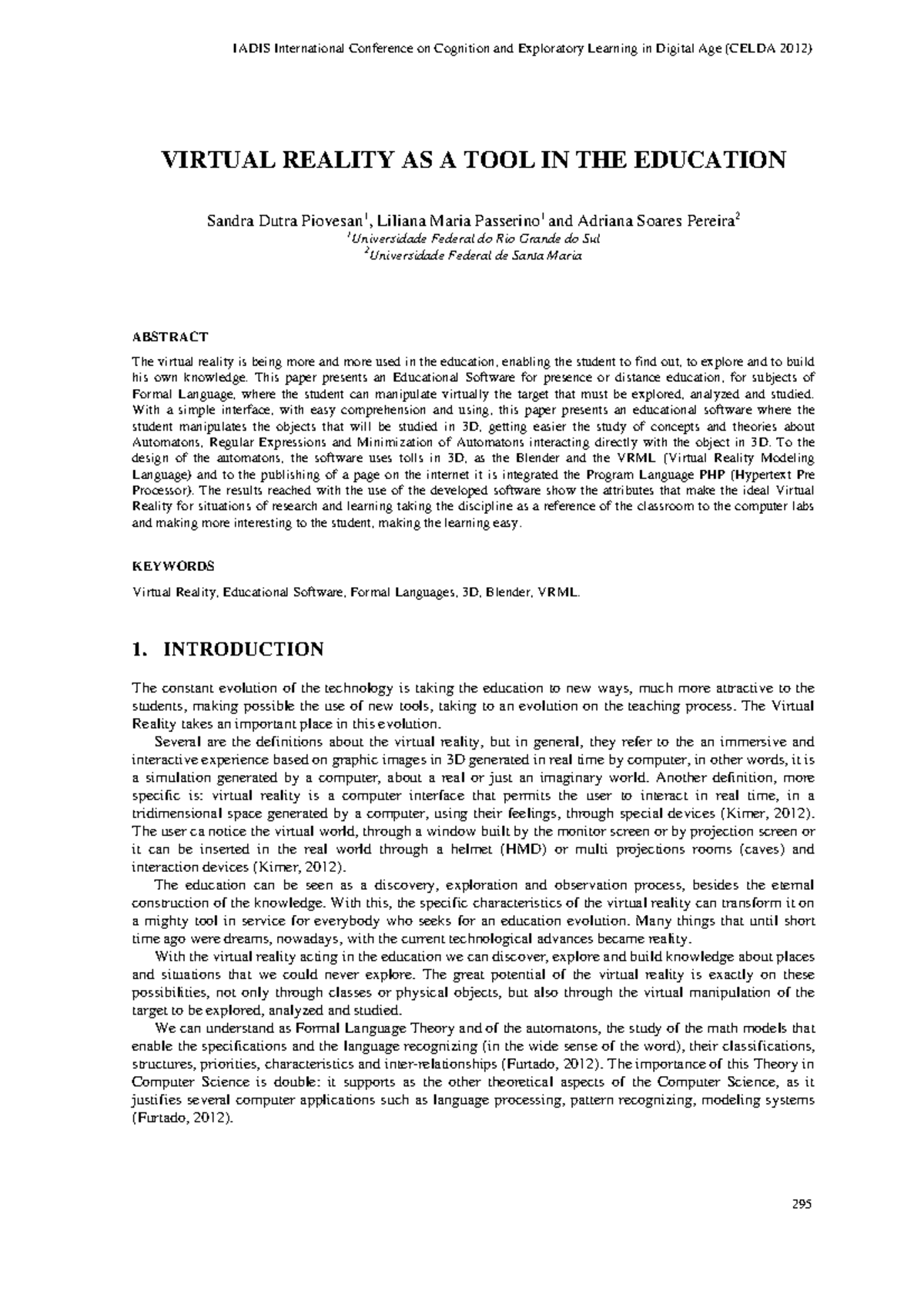 ED542830 - Journal - VIRTUAL REALITY AS A TOOL IN THE EDUCATION Sandra ...