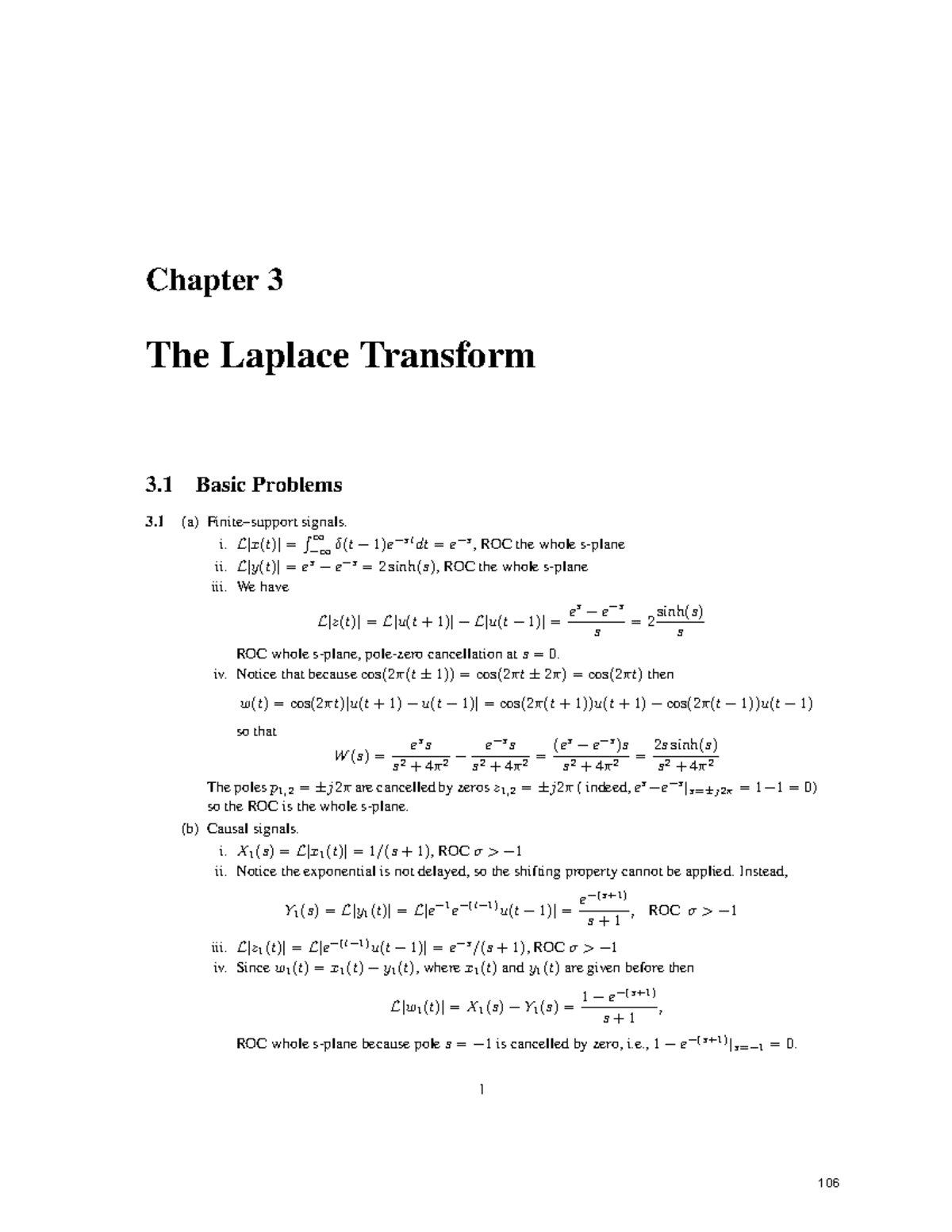Signalsa and Systems using Matlab Solutions ch3 - Chapter 3 The Laplace ...
