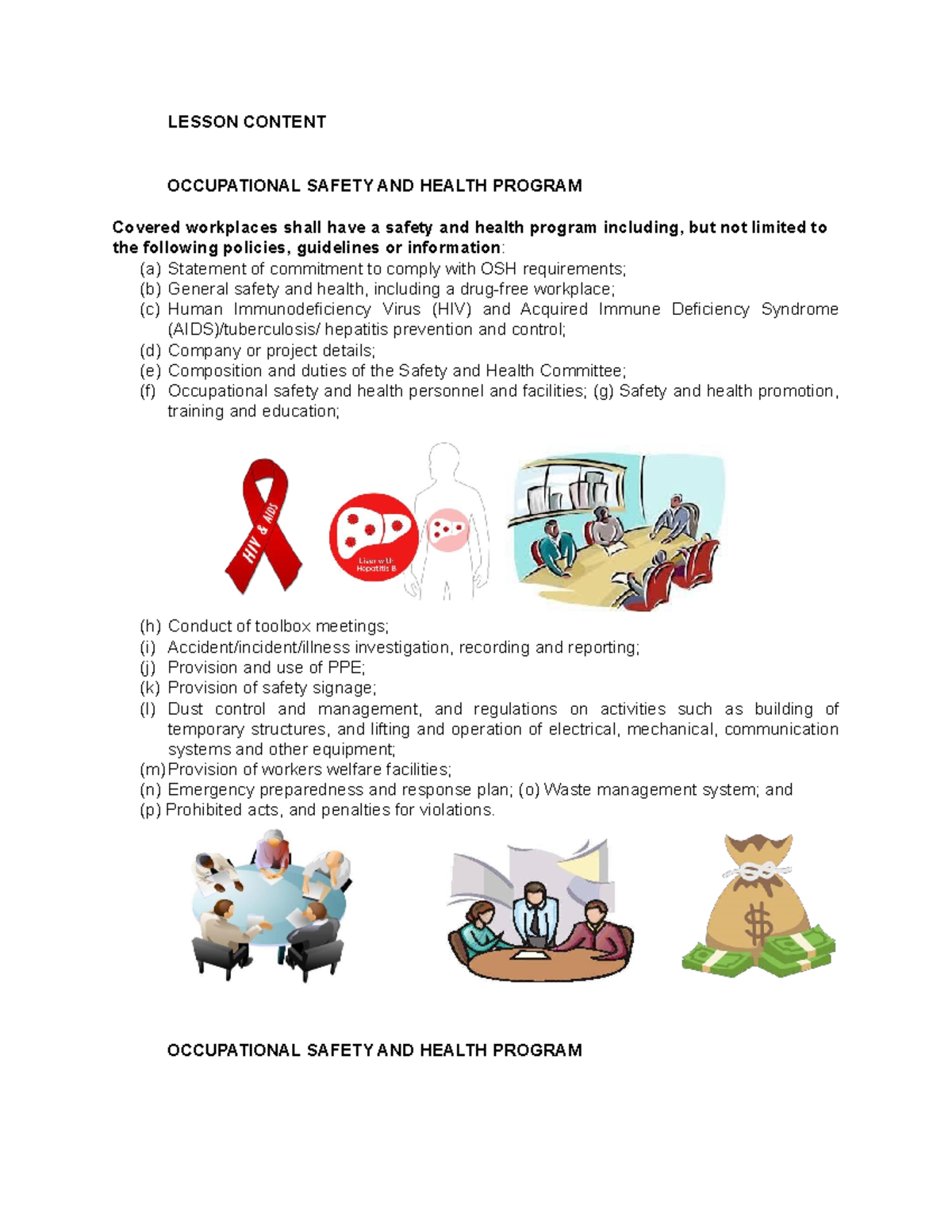 Construction Safety Health 11 - LESSON CONTENT OCCUPATIONAL SAFETY AND ...