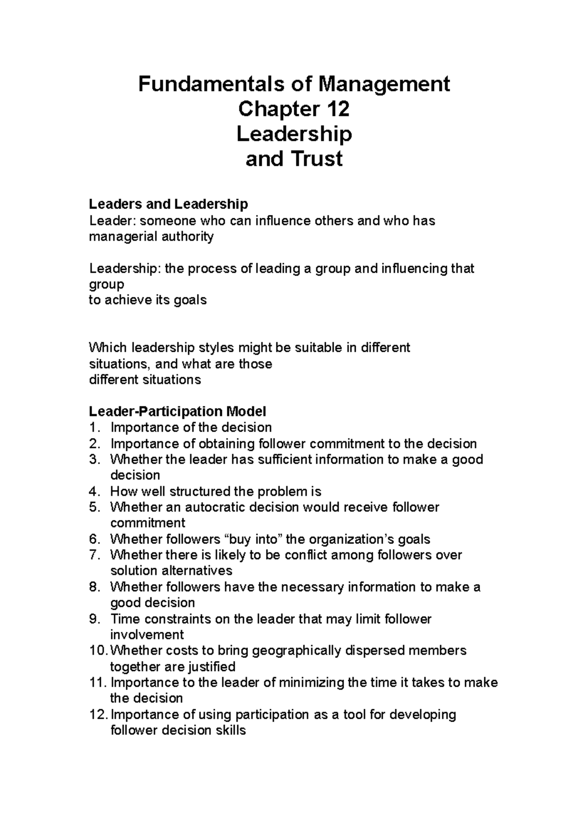 Fundamentals of Management ch 12 - Fundamentals of Management Chapter ...