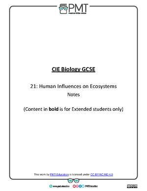 Human influences on ecosystems Summary - This is quicker and more ...