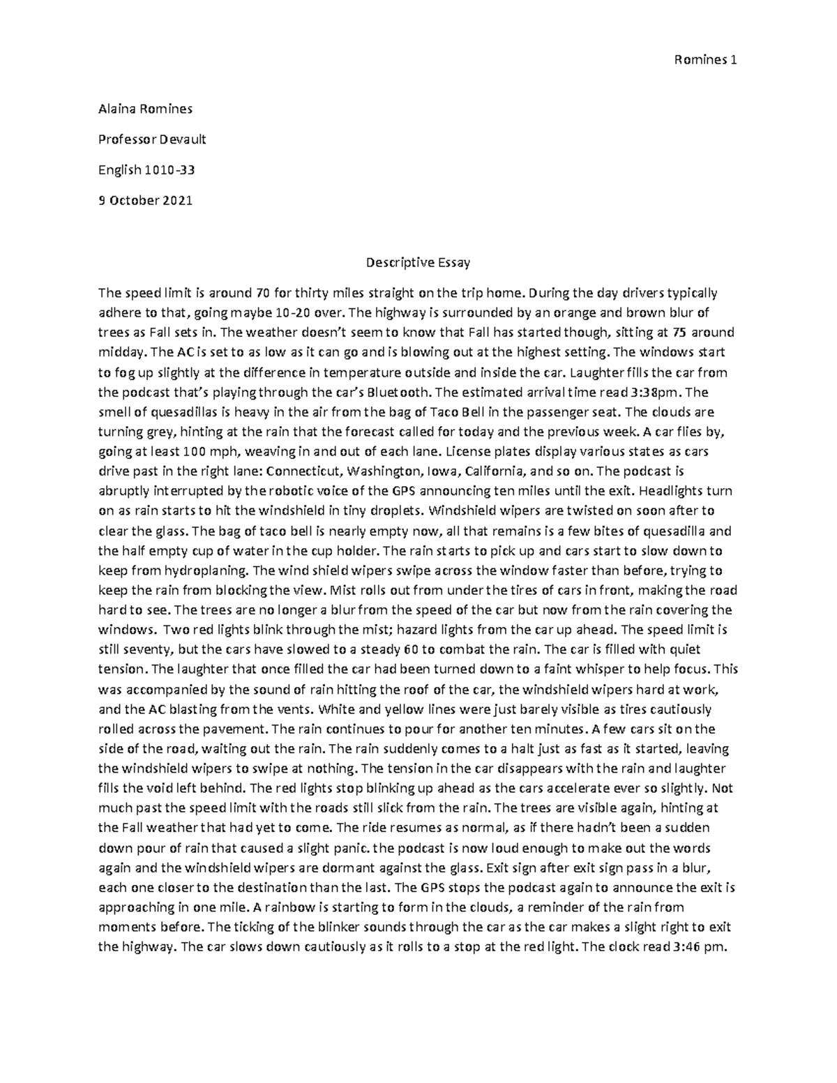 English 1010 paper - Romines 1 Alaina Romines Professor Devault English ...