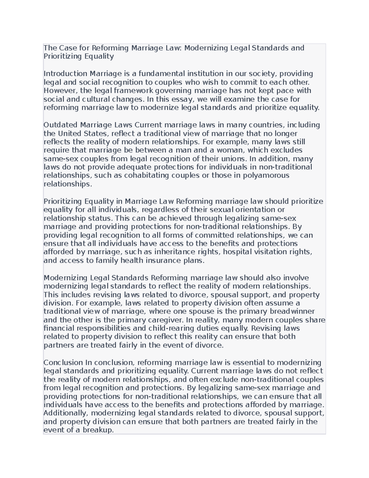 The Case for Reforming Marriage Law - However, the legal framework ...