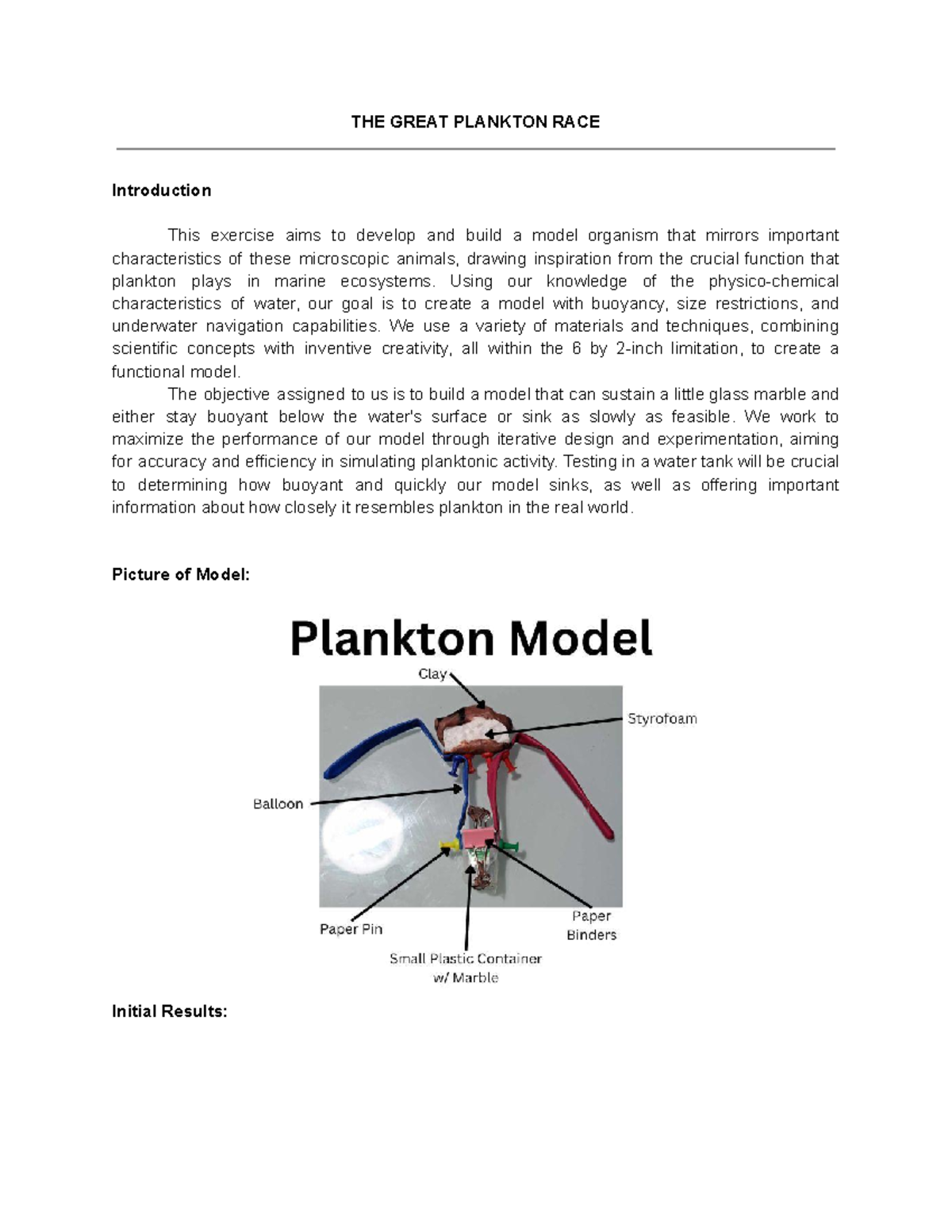 THE Great Plankton RACE (Laboratory Activity) - THE GREAT PLANKTON RACE ...
