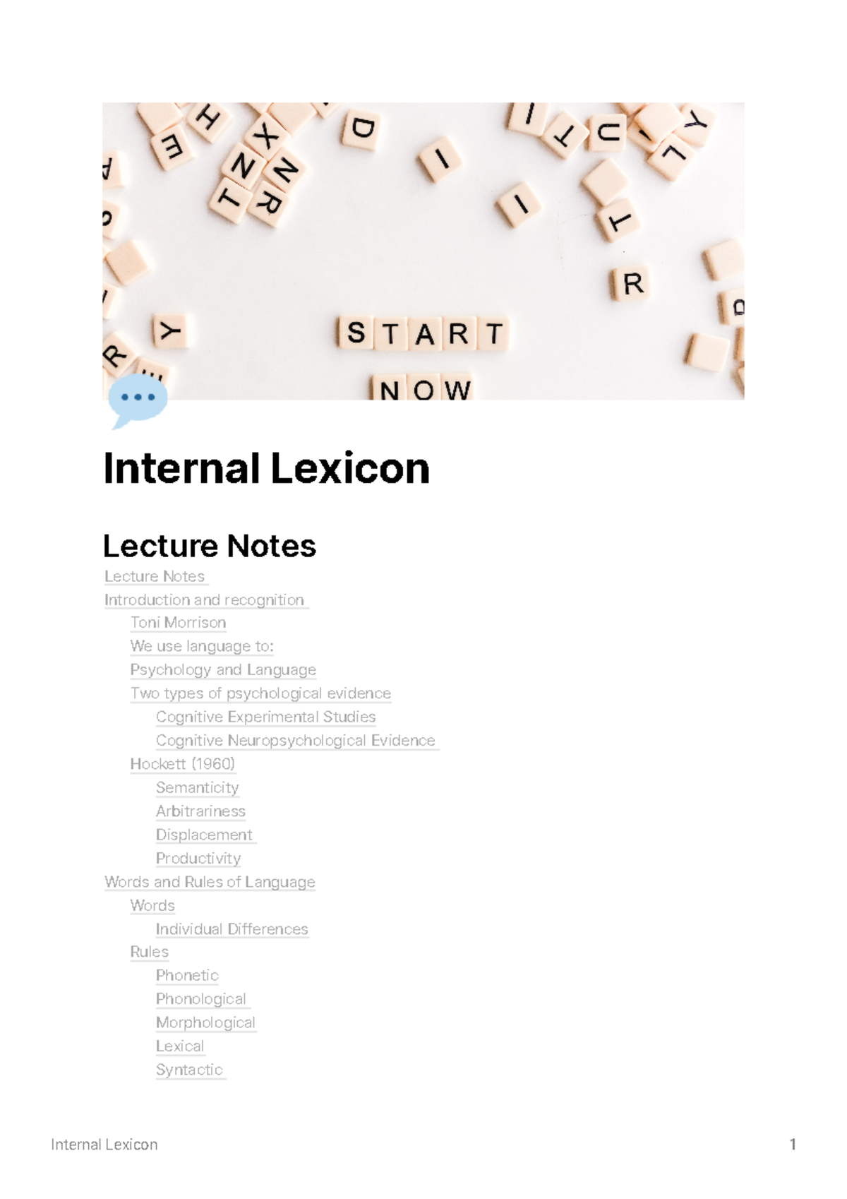 Internal Lexicon - Lecture notes 8 - 💬 Internal Lexicon Lecture Notes ...