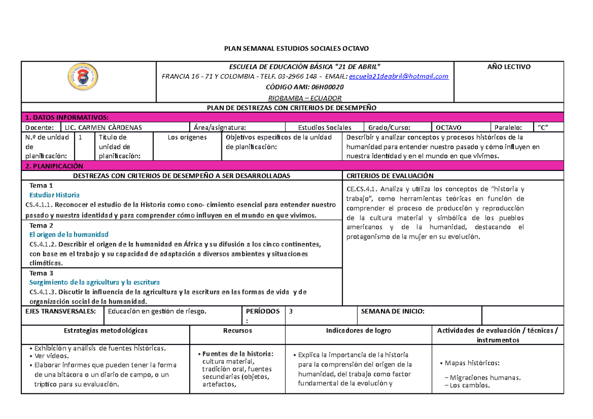 Materia De Estudios Sociales