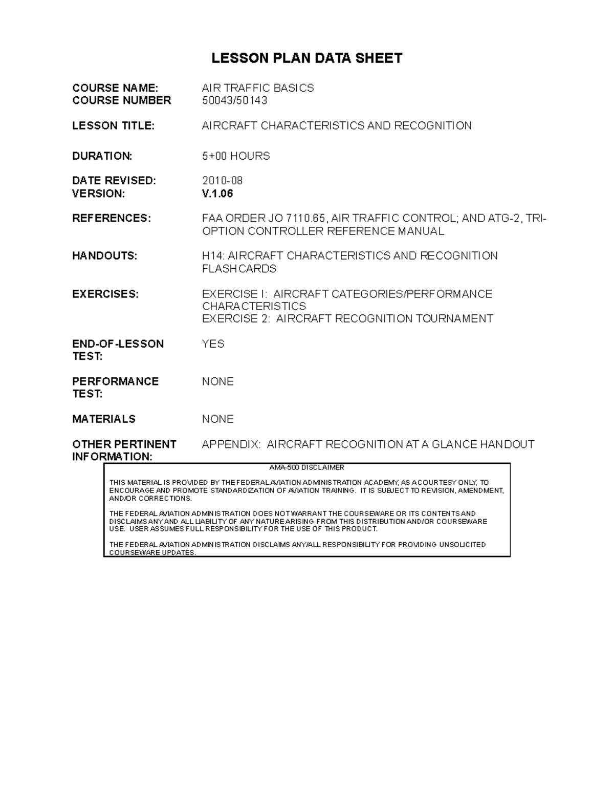 1.6 LP14-AC Characteristics & Recog - LESSON PLAN DATA SHEET COURSE ...